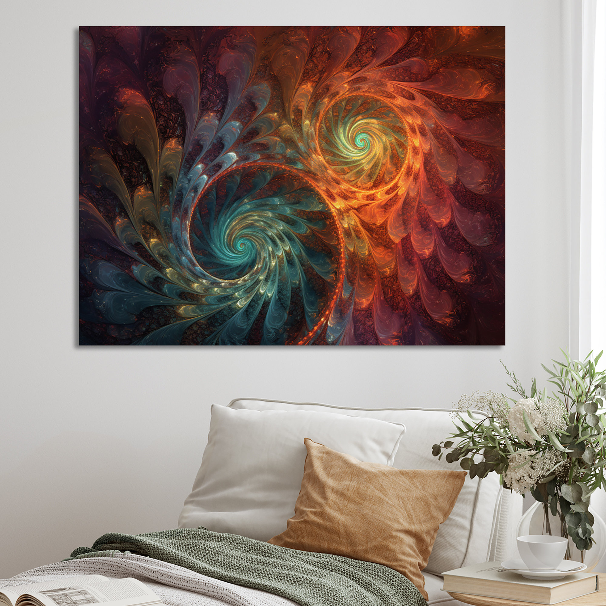 House of Hampton Happy Spiral Rainbow Fractals - Print on Canvas | Wayfair