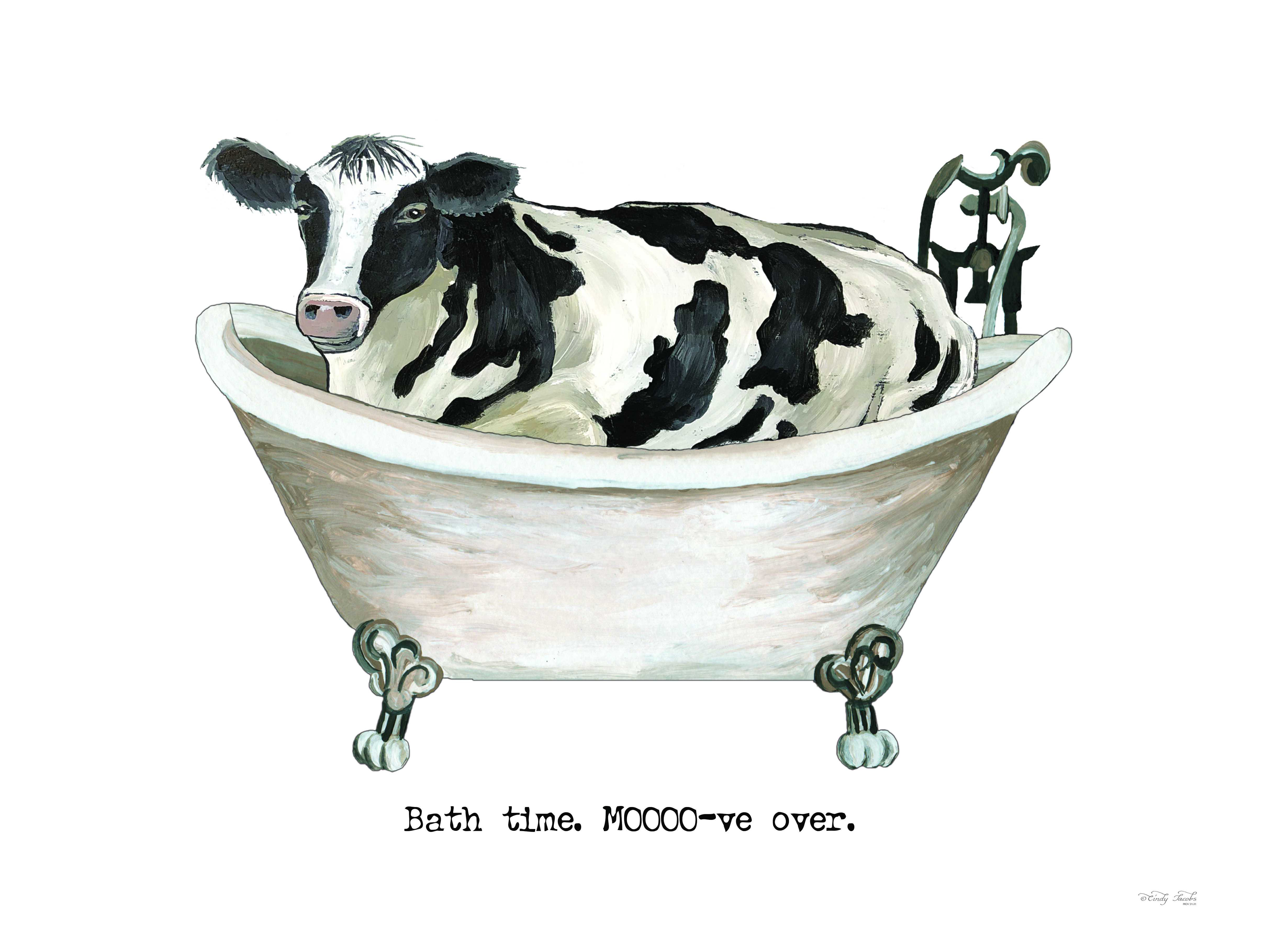 Trinx Harjivan Bath Time Cow by - Wrapped Canvas Print - Wayfair Canada