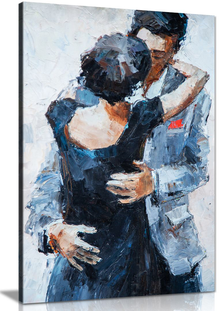 Panther Print Romantic Embrace Couple Kissing Wall Painting Canvas Wall ...