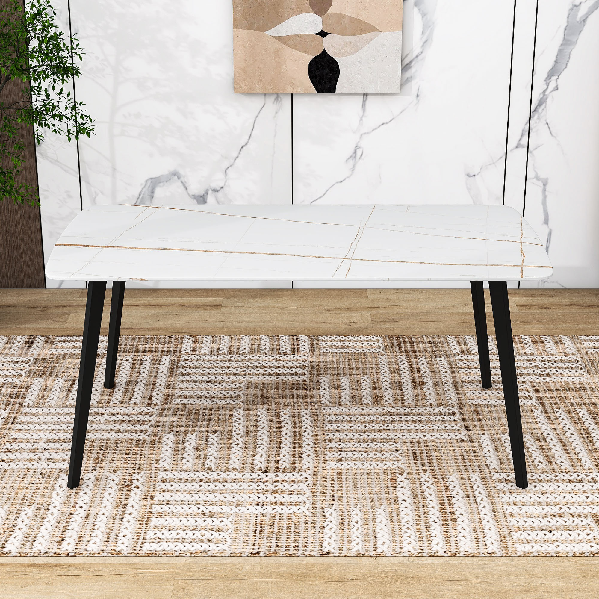 Ivy Bronx Jatarius Porcelain Dining Table with White Ceramic Tabletop ...