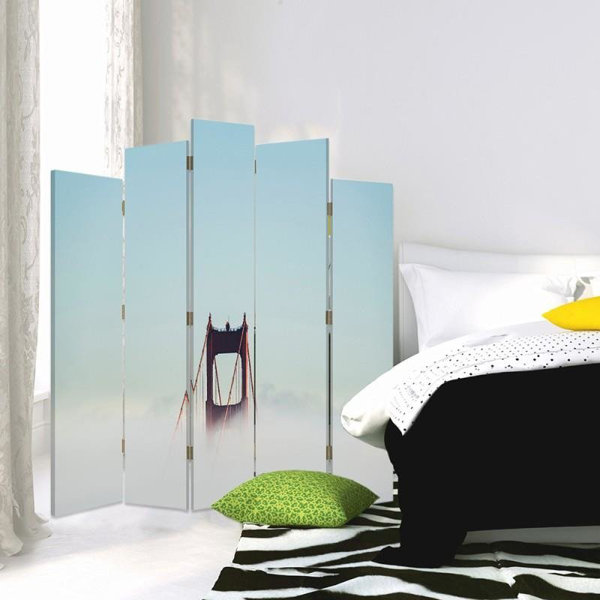 17 Stories Addylin 180cm W x 170mm H 5 - Panel Folding Room Divider ...