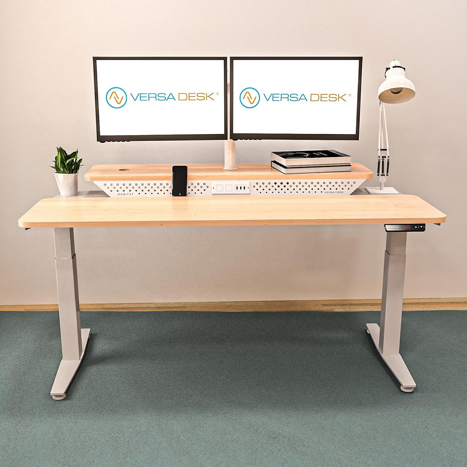 Hokku Designs PowerLift Split-Level Electric Height Adjustable Standing ...