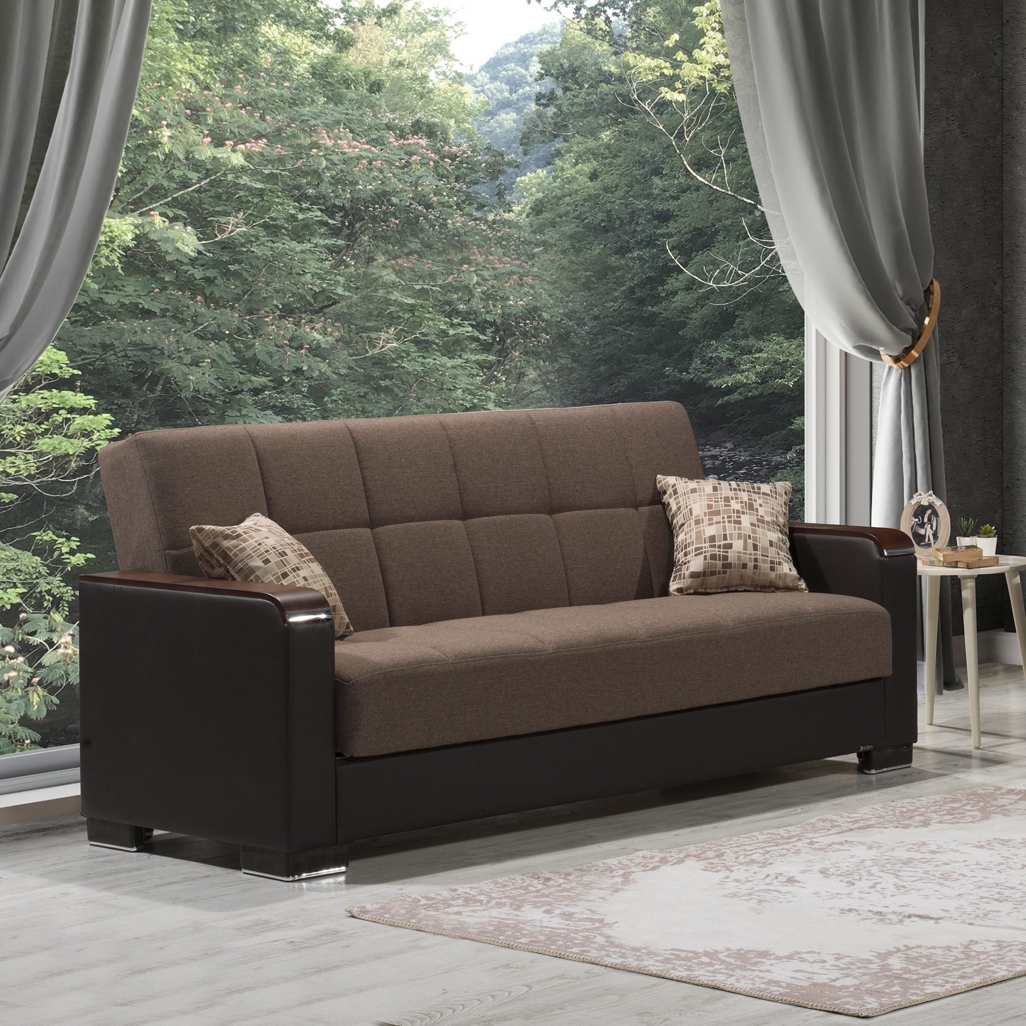 Hokku Designs Annalease 88 in. Fabric 3-Seater Twin 3-in-1 Sleeper Sofa ...