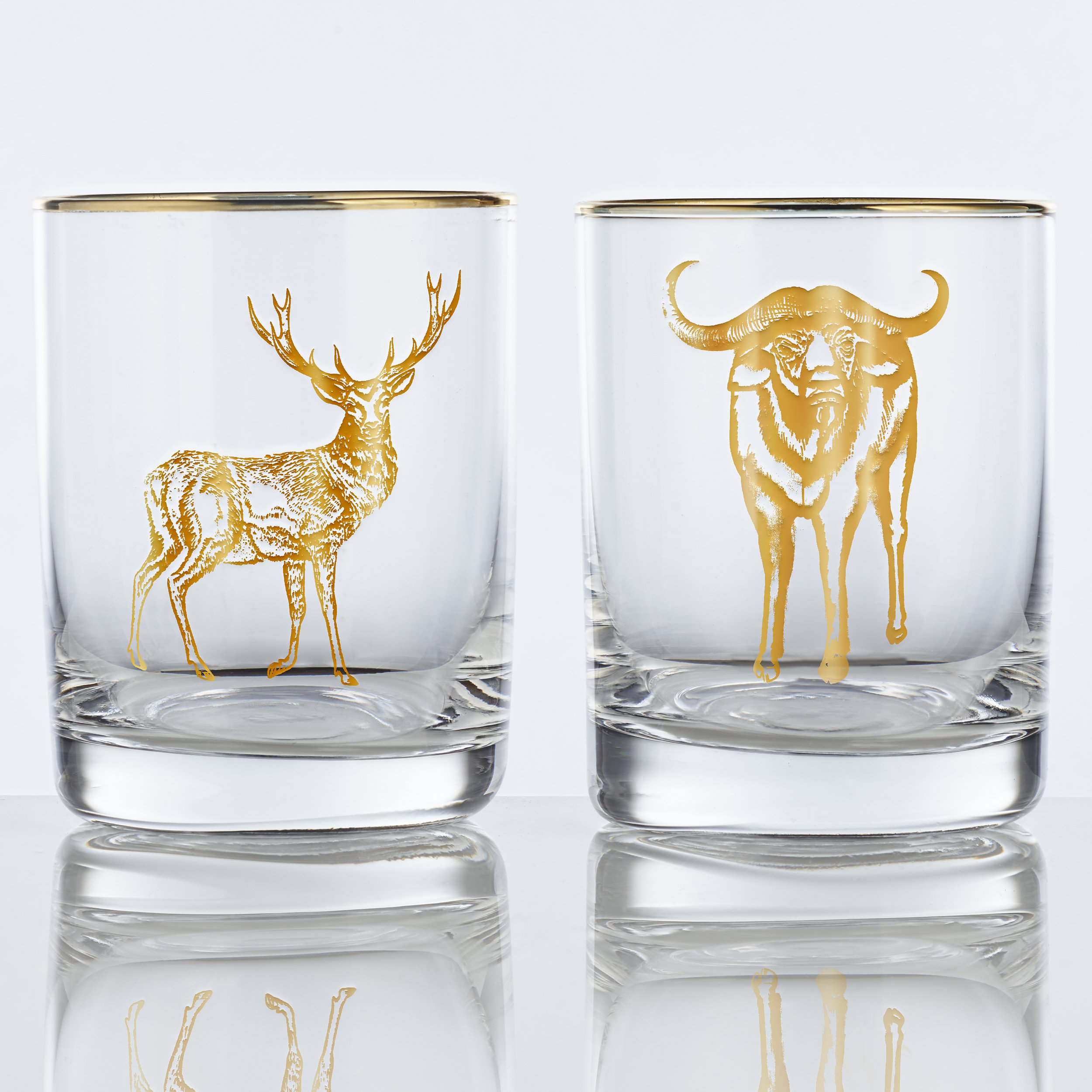 Loon Peak® Buffalo & Deer 12 oz. Whiskey Glass | Wayfair