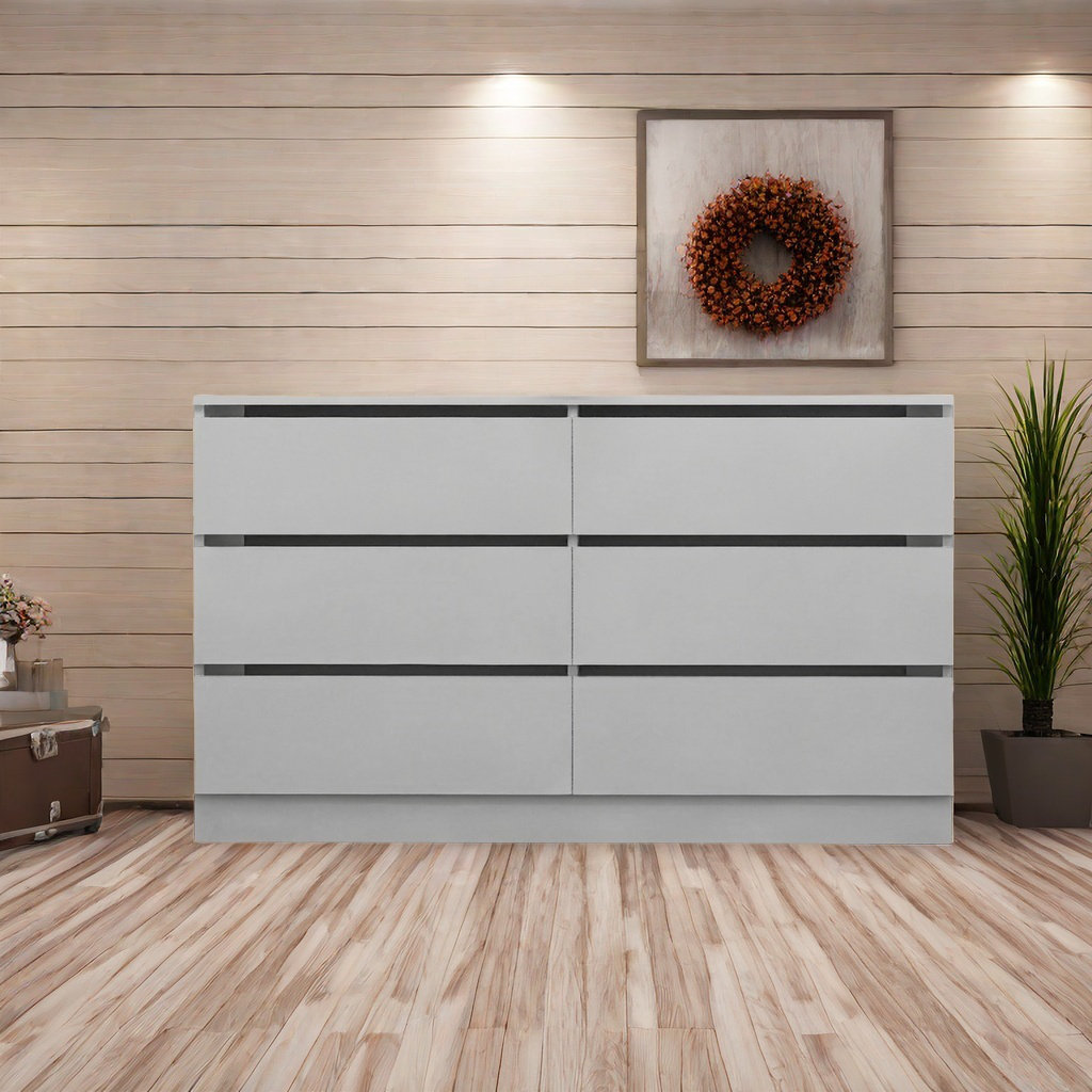 Ebern Designs 6 Drawer Double Dresser, Closet Dressers Chest Of Drawers ...