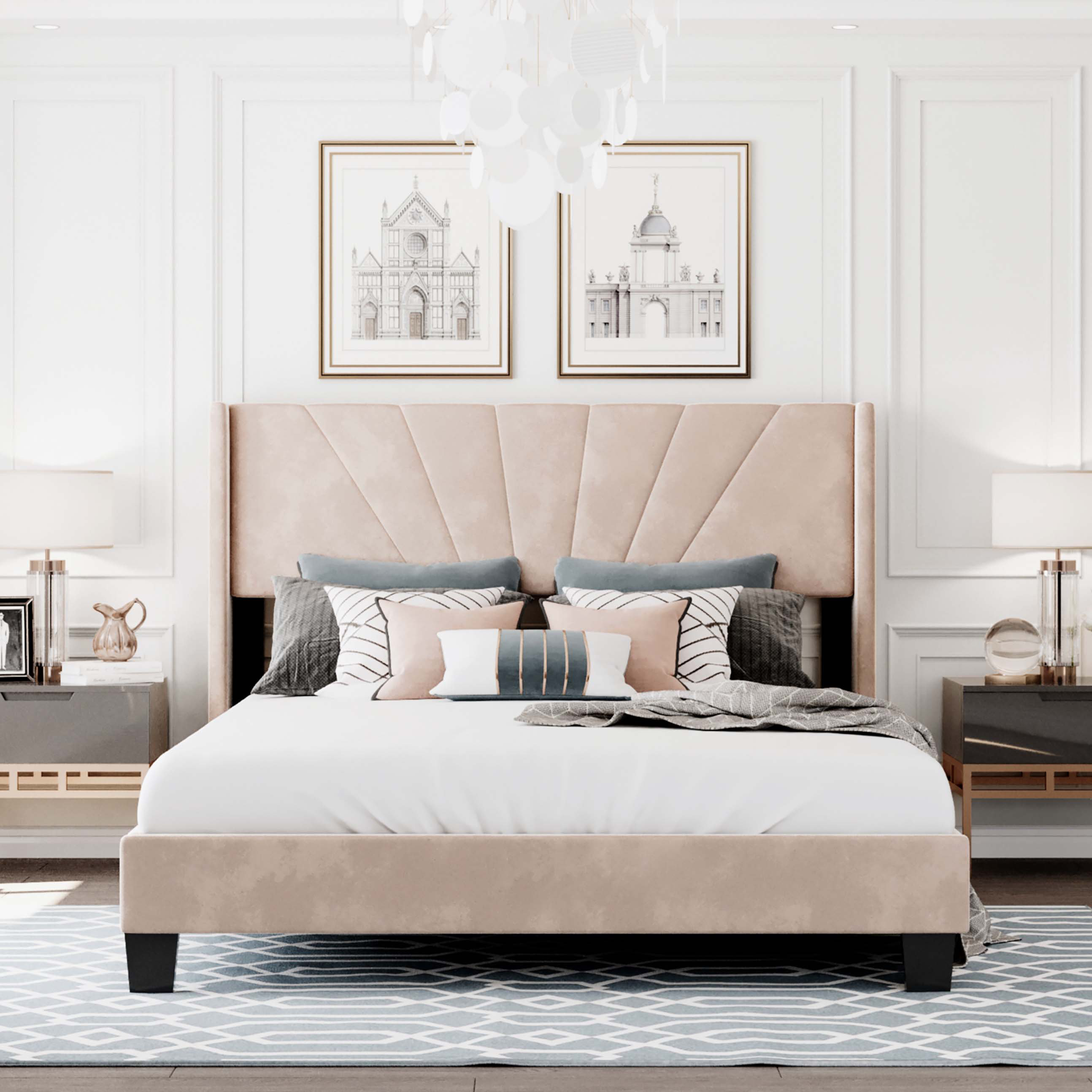 Mercer41 Velvet Upholstered Platform Bed, Box Spring Needed - Wayfair ...