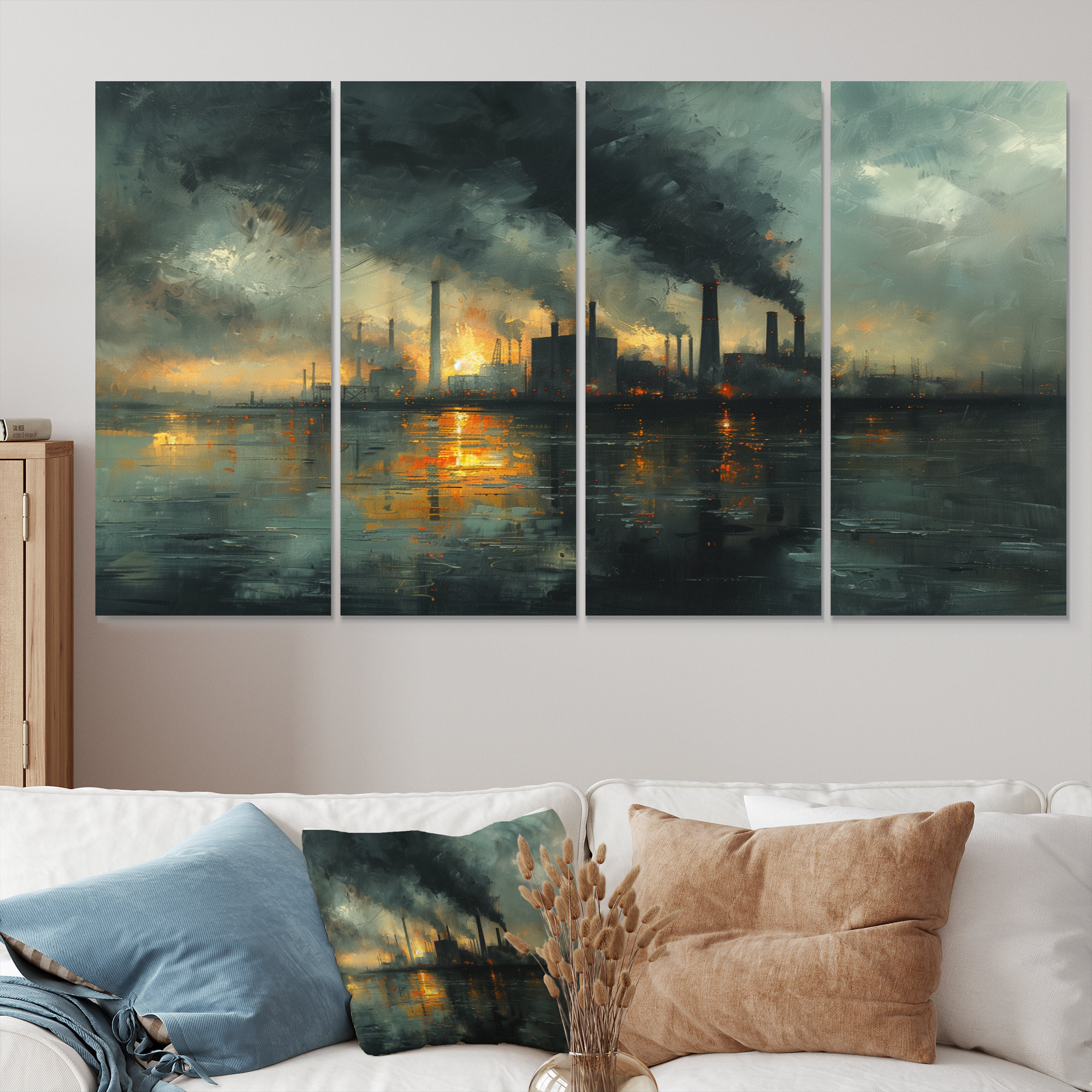 17 Stories Grey Yellow Coal Fired Power Plant II - Power Plants Canvas ...