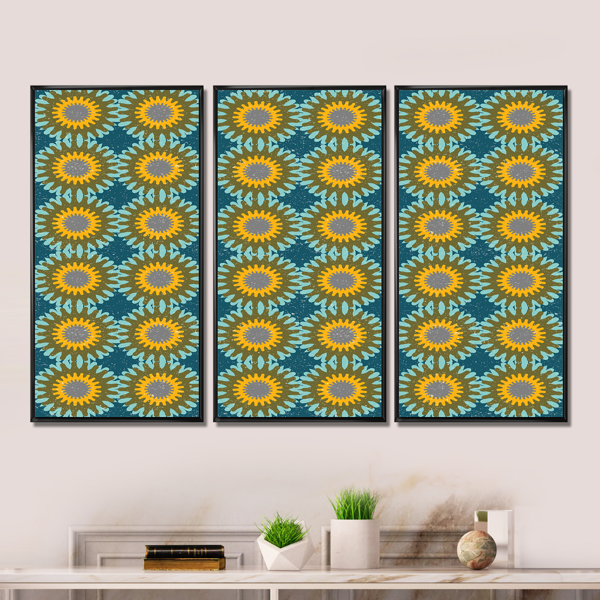 George Oliver Retro Circular Pattern I - Mid-Century Modern Framed ...