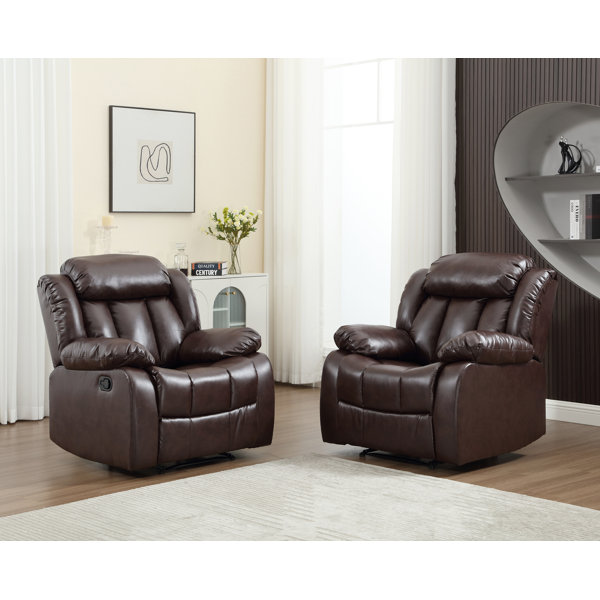 Winston Porter Clarice 35" Wide Faux Leather Manual Recliner Chair With ...