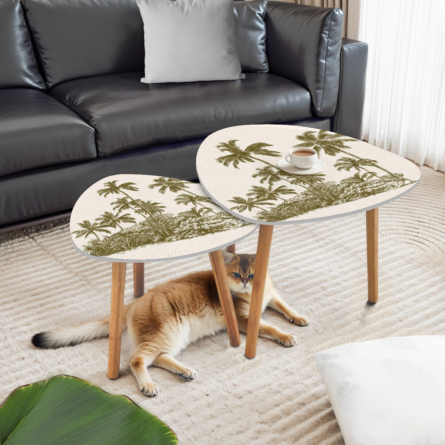 George Oliver Triangle Nesting Coffee Table Set of 2 Palm trees ...
