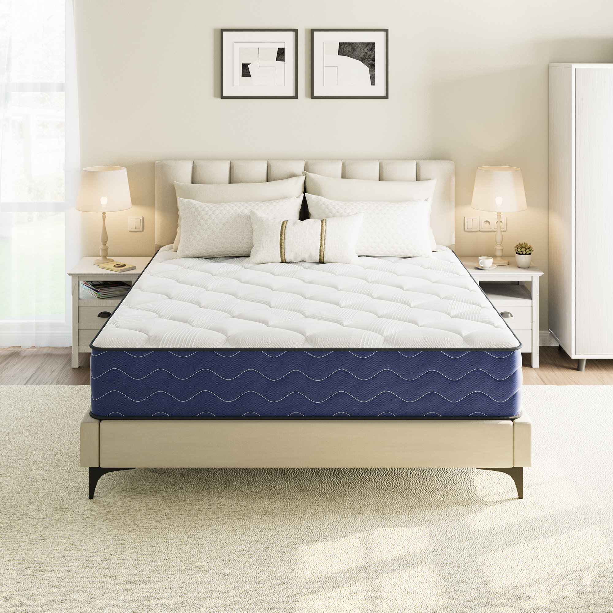 Alwyn Home Cool 8“ /10”/12” Firm Gel Memory Foam Pocket Spring Hybrid ...