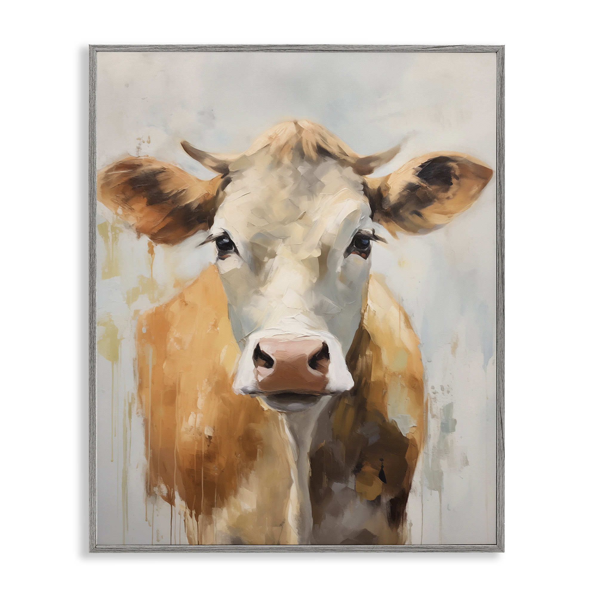 Ebern Designs Paint Drip Jersey Cow Giclee Art by Arlington Prints ...