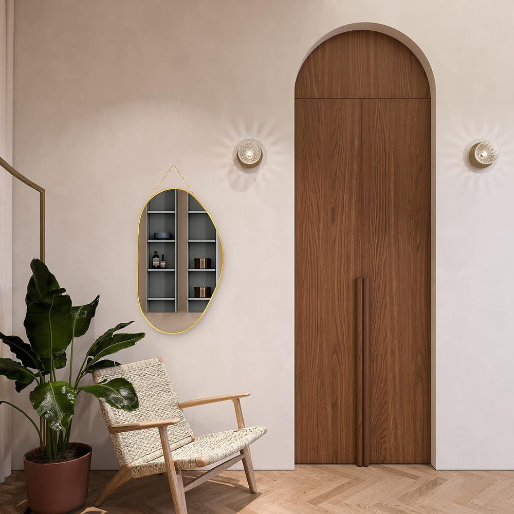 Mercer41 Irregular Brass Framed Wall Mirror, 25X14 Inch Gold ...