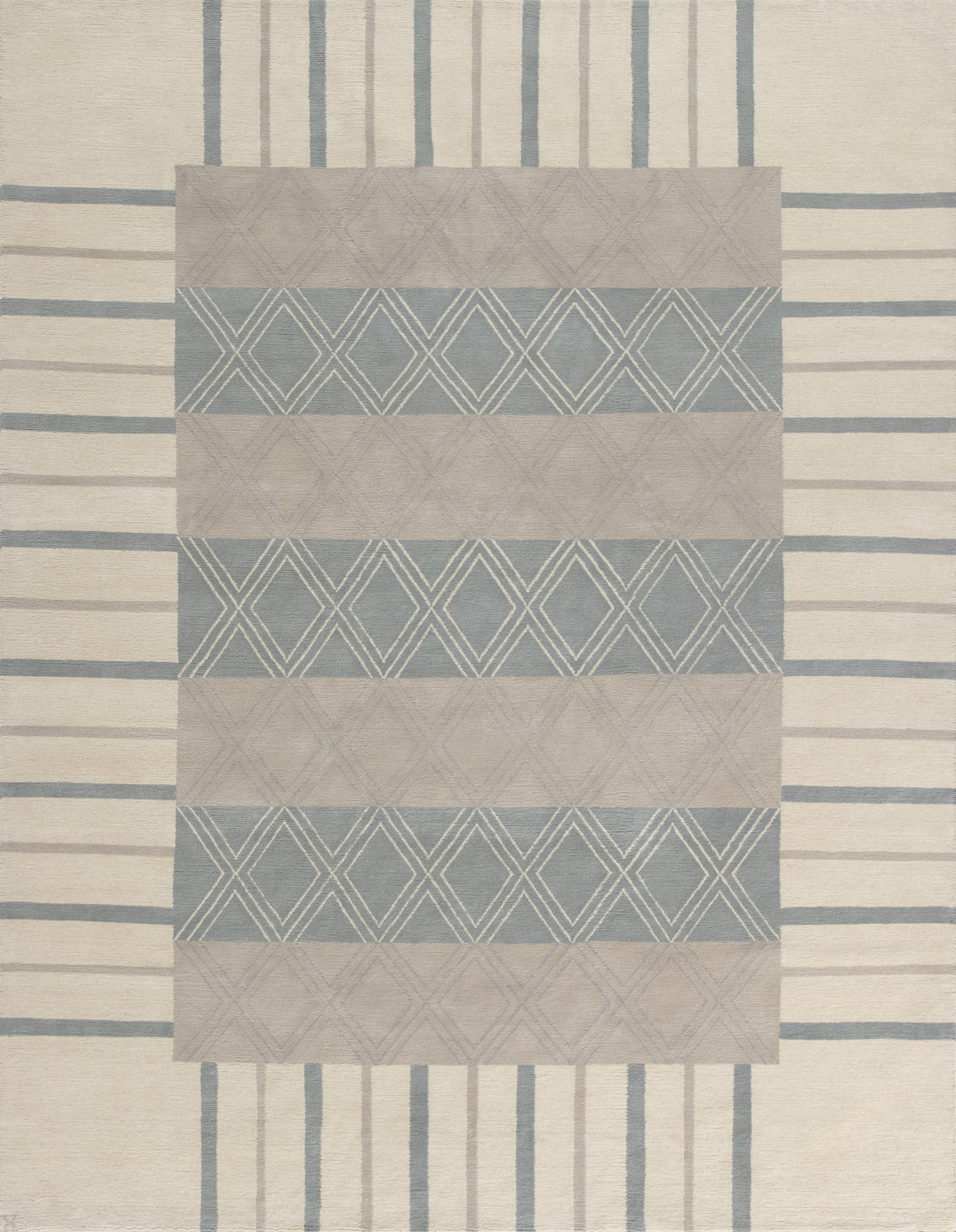 New Moon Rugs Mesa Southwestern Hand-Knotted Wool Area Rug in Ivory ...