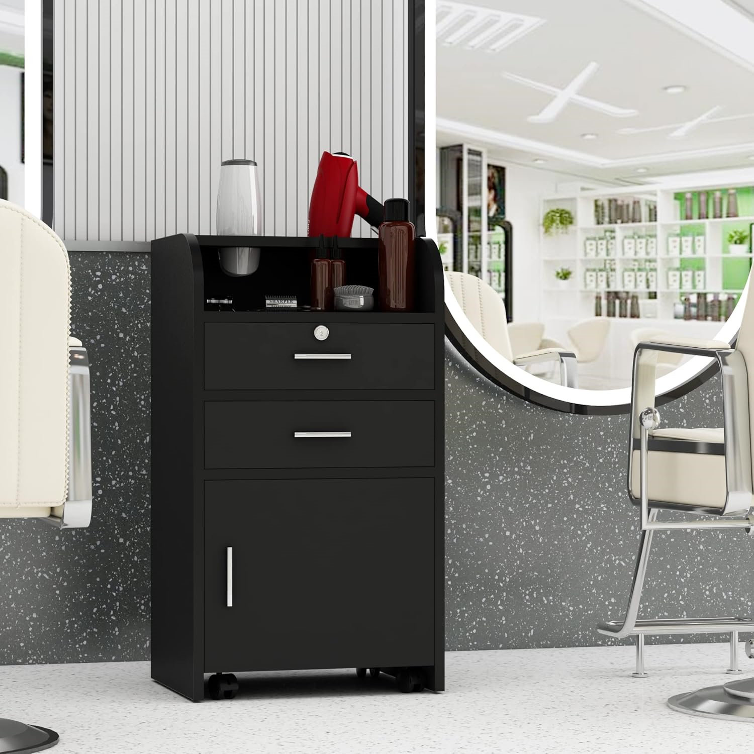 Hokku Designs Chariot de salon de beauté mobile à trois niveaux avec ...