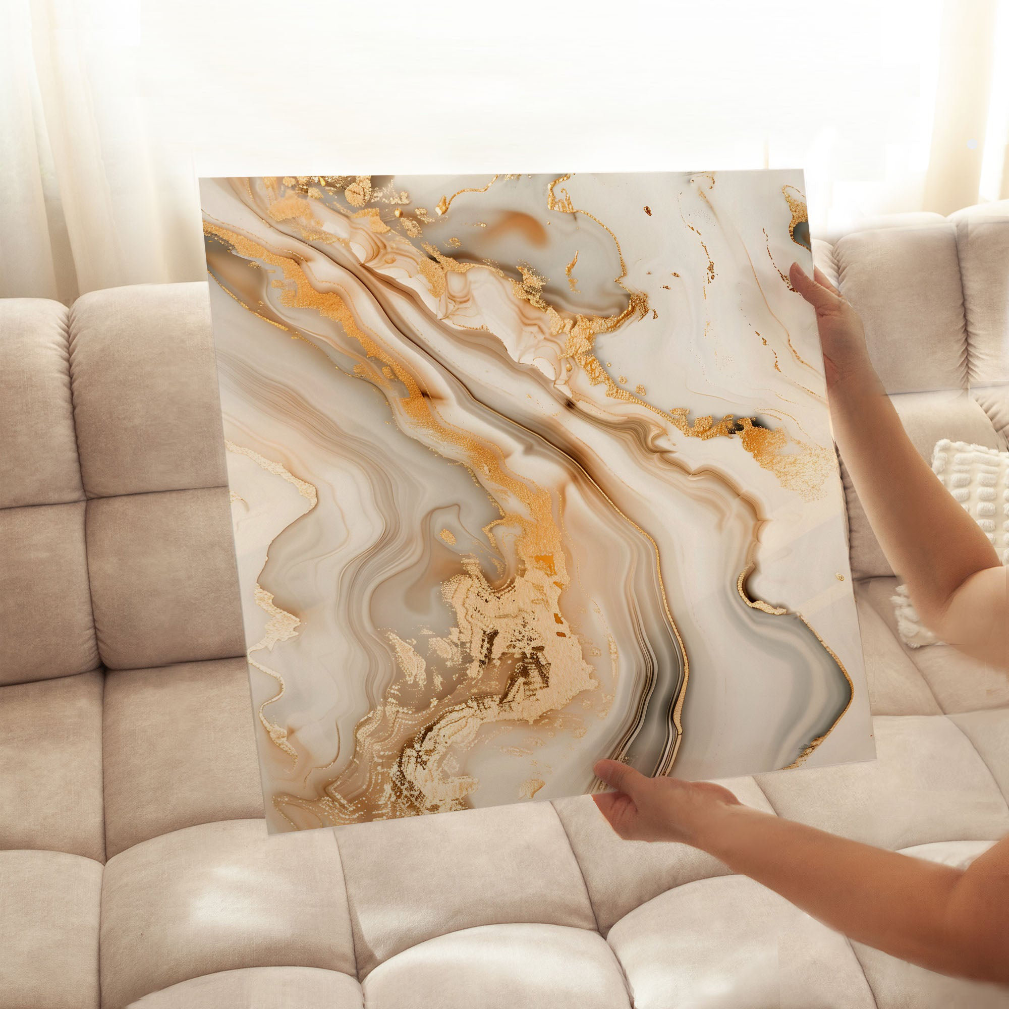 Mercer41 Abstract Golden Geode XVI Modern Unframed Art Print | Wayfair