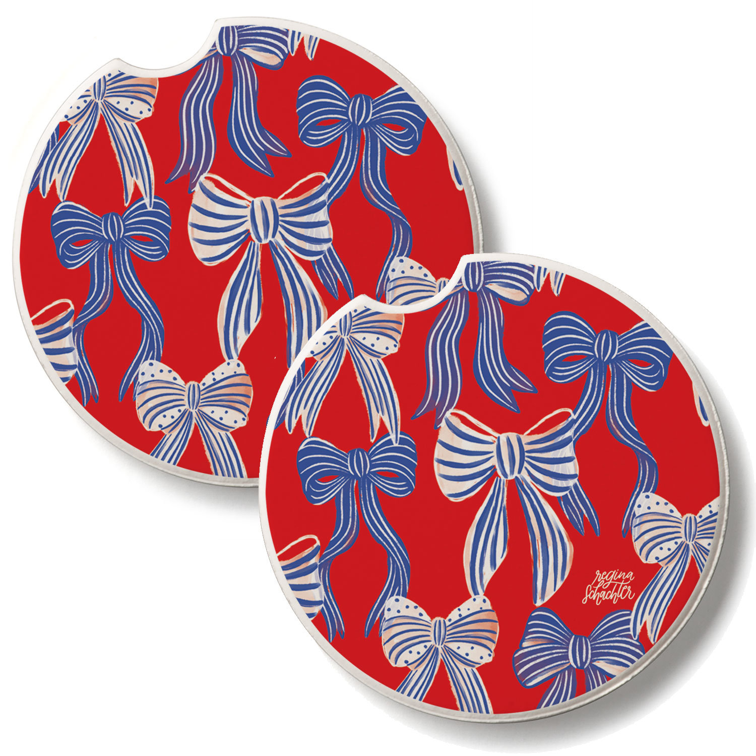 Canora Grey Americana Bows 2 Pack Stone Car Coasters | Wayfair