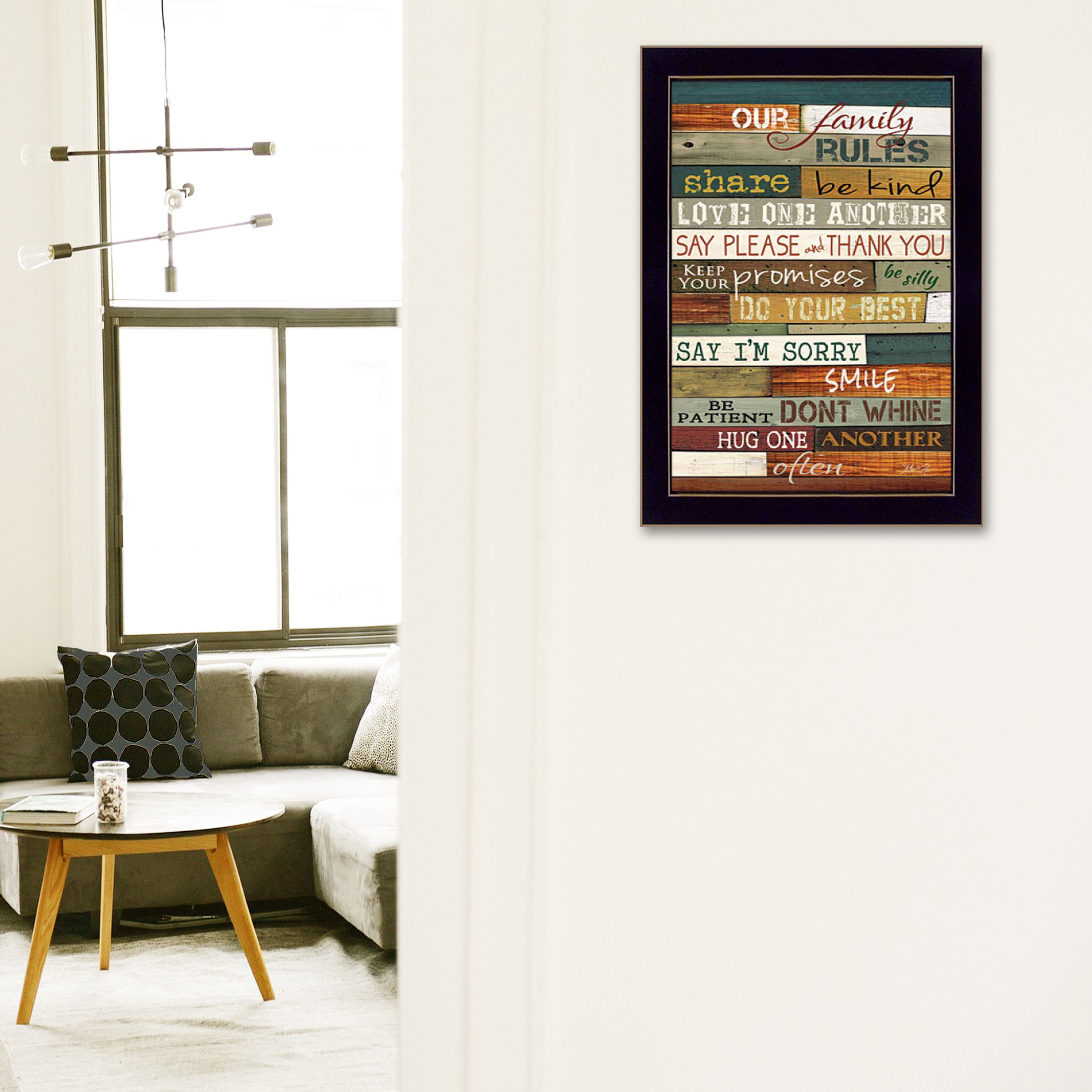 Trinx Our Family Rules Framed Wall Art for Living Room, Home Wall Décor ...