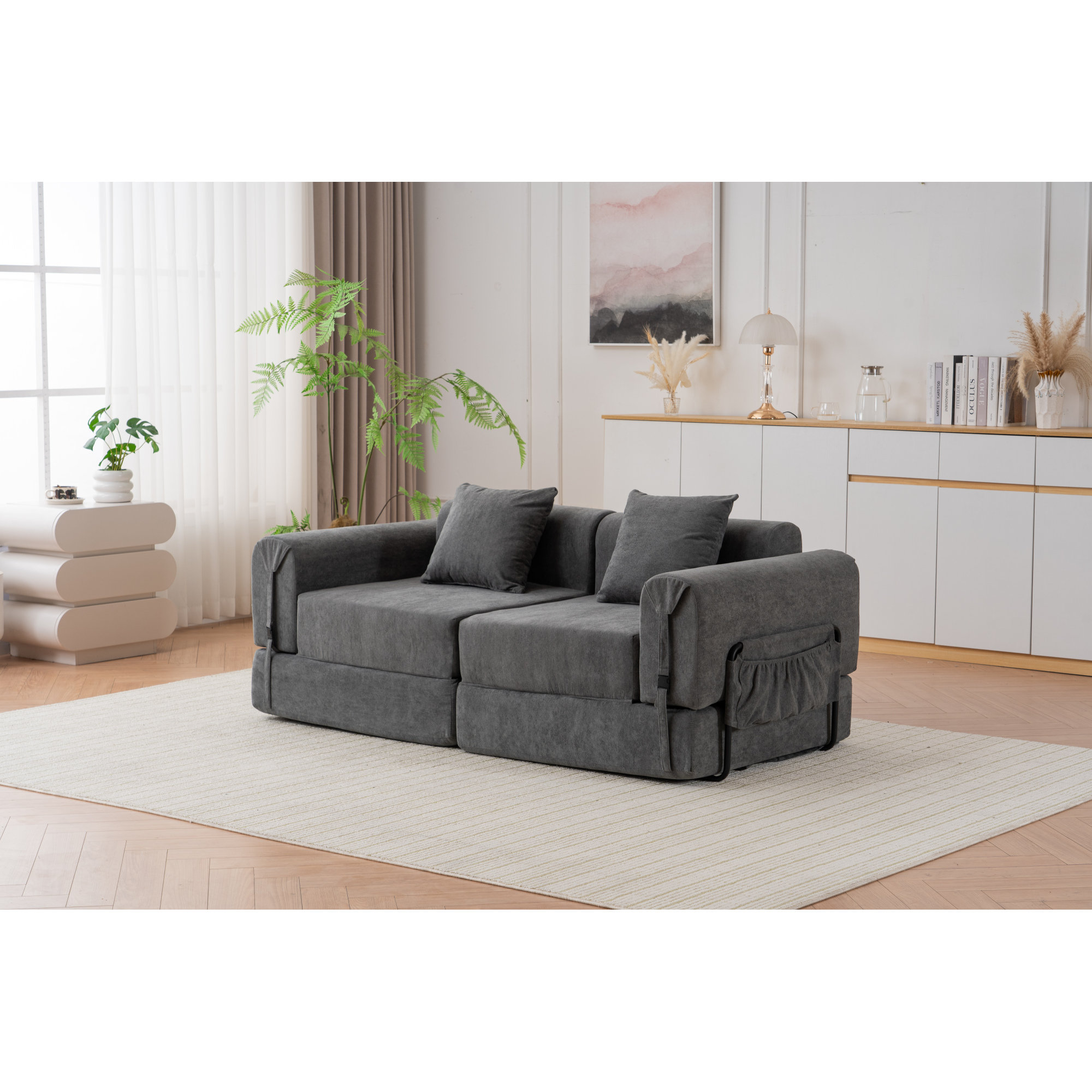 Corrigan Studio® Modular Reclining Sofa Polyester Blend For Lounge Gray ...
