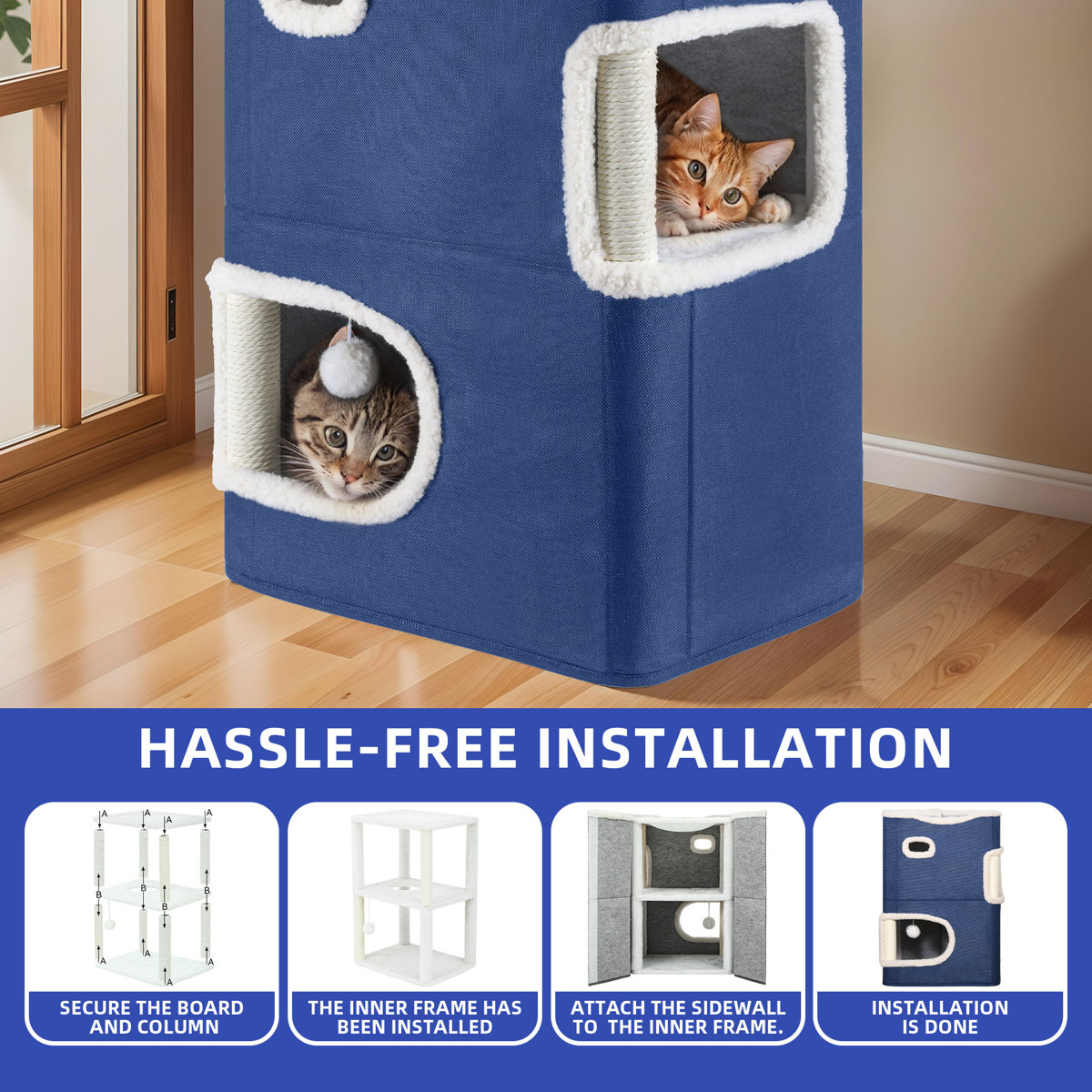 Tucker Murphy Pet™ Multi-Level Cat Condo with Cozy Hideout, Scratching ...