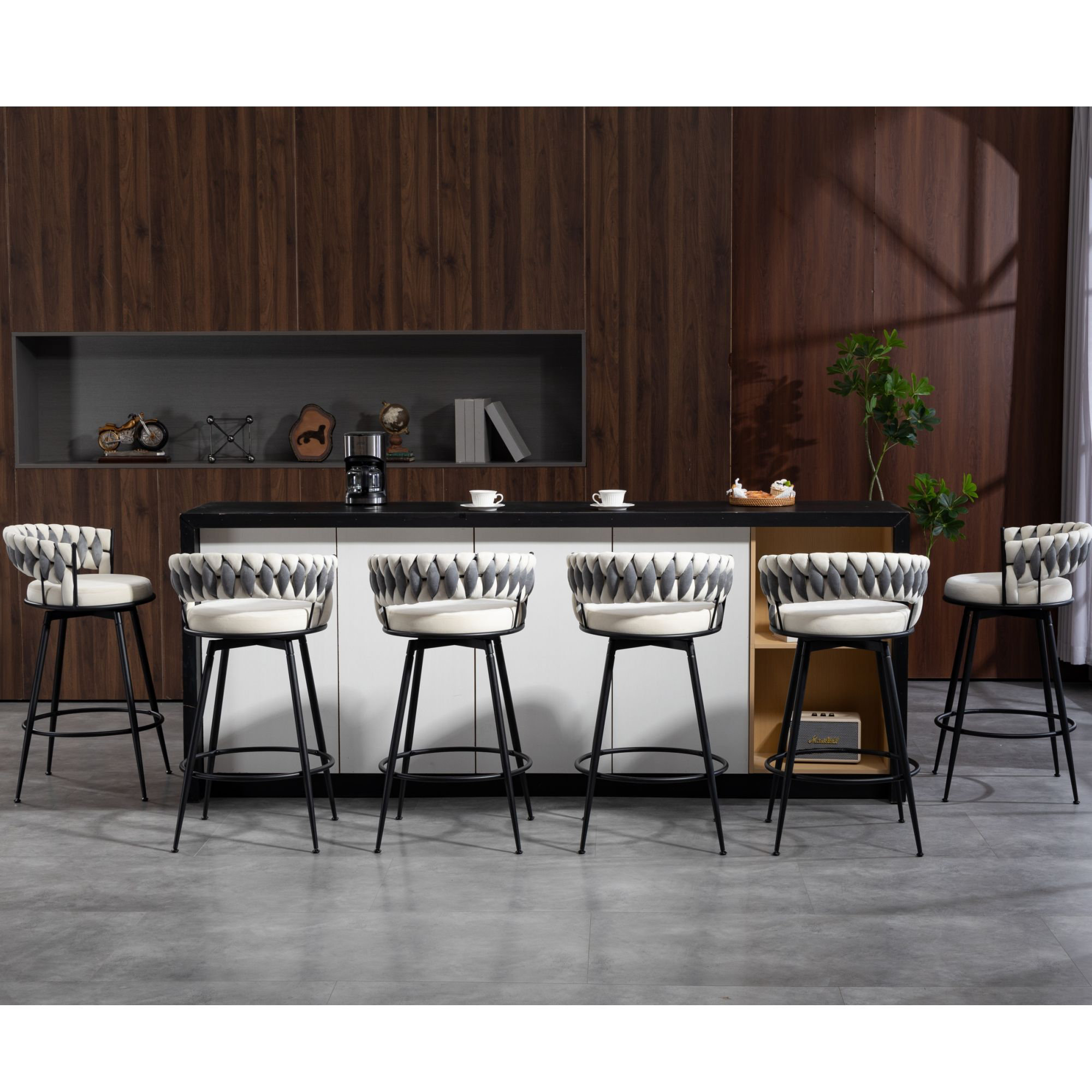 Corrigan Studio® 24" Counter Height Bar Stools Set of 6 - 360° Swivel ...