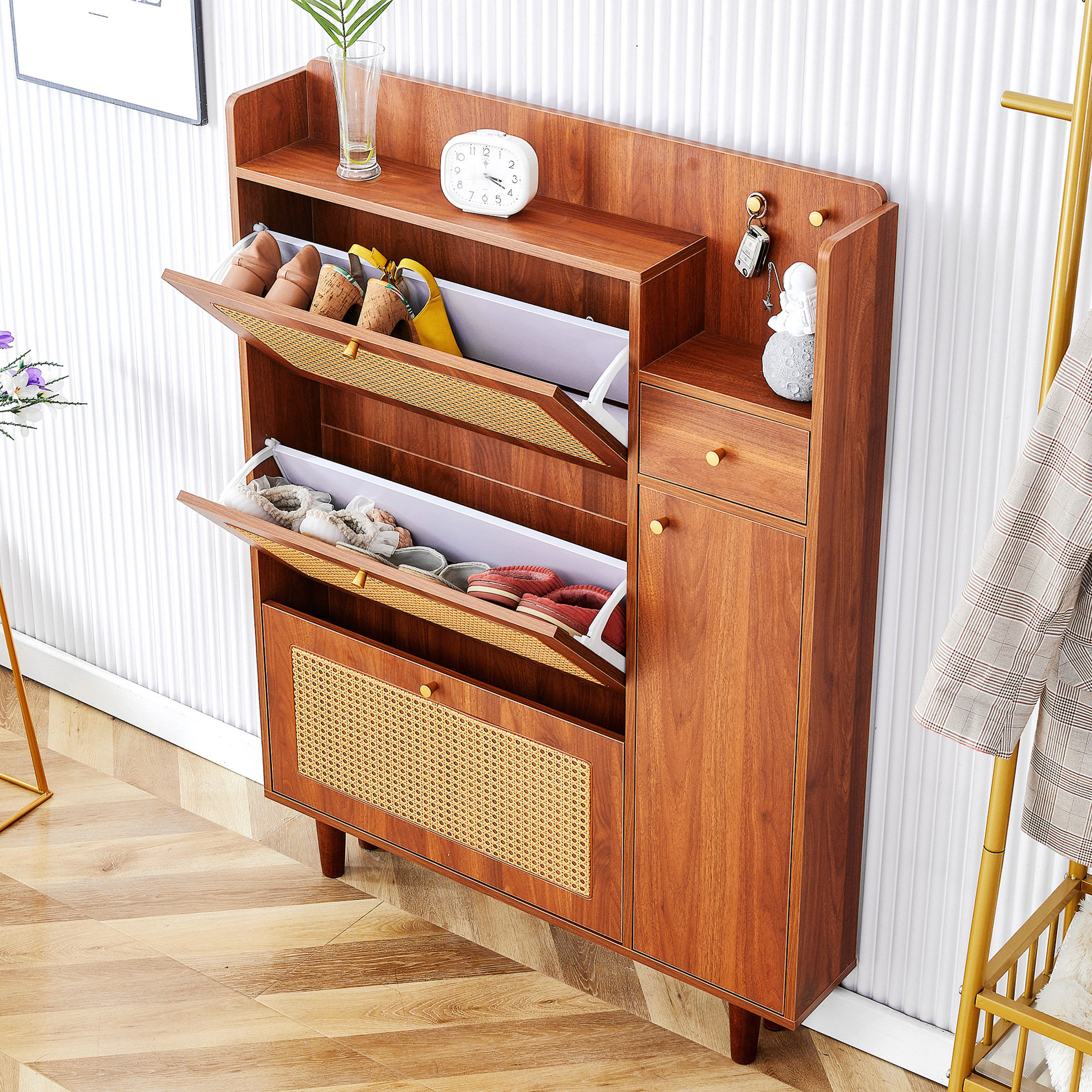 Red Barrel Studio Modern Minimalist Storage Cabinet, Japanese Rattan ...