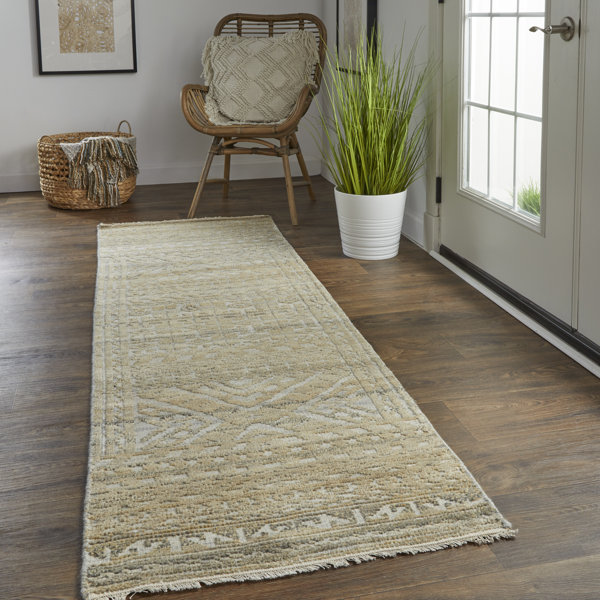 Union Rustic Authement Hand Knotted Golden Brown Rug | Wayfair