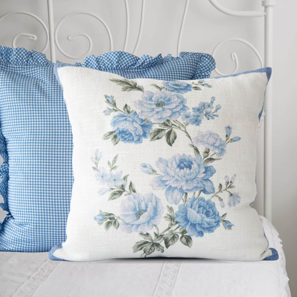 TajikHome Scarlett Vintage Roses Pillow Cover in Blue - 2 Piece Set ...