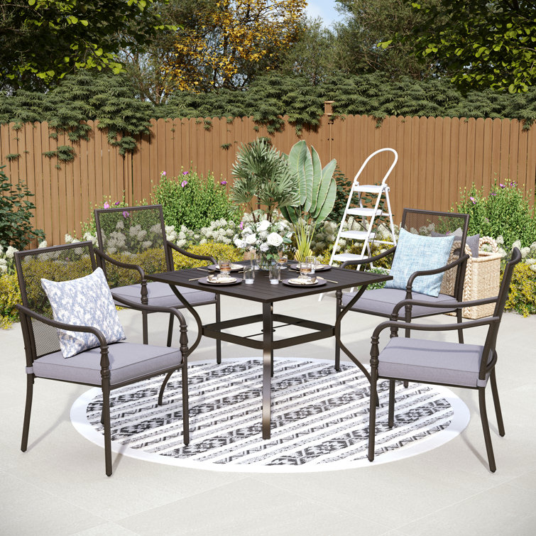 Lark Manor Asfand 4 - Person Square Outdoor Dining Set with Cushions ...