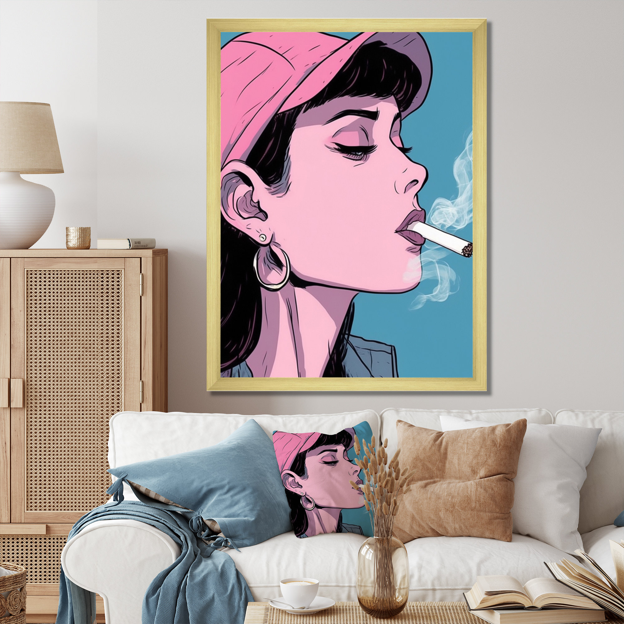 Mercer41 " Pink Popart Woman Smoking " | Wayfair