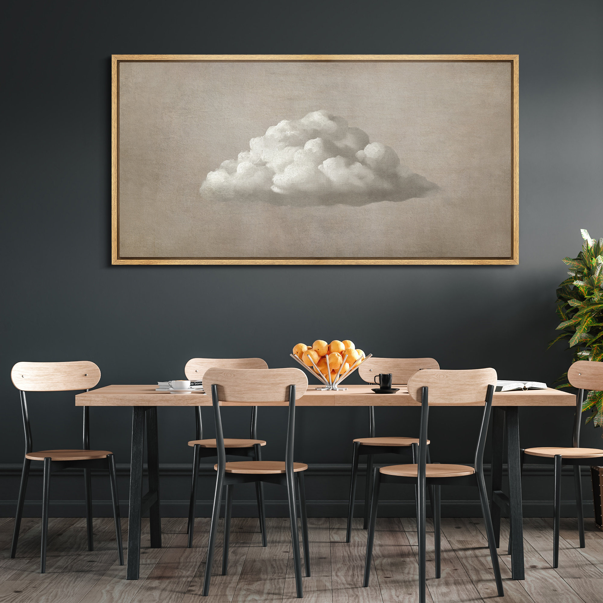 wall26 Greenish Tan Clouds Minimalist Relaxing Calm - Oversized Framed ...