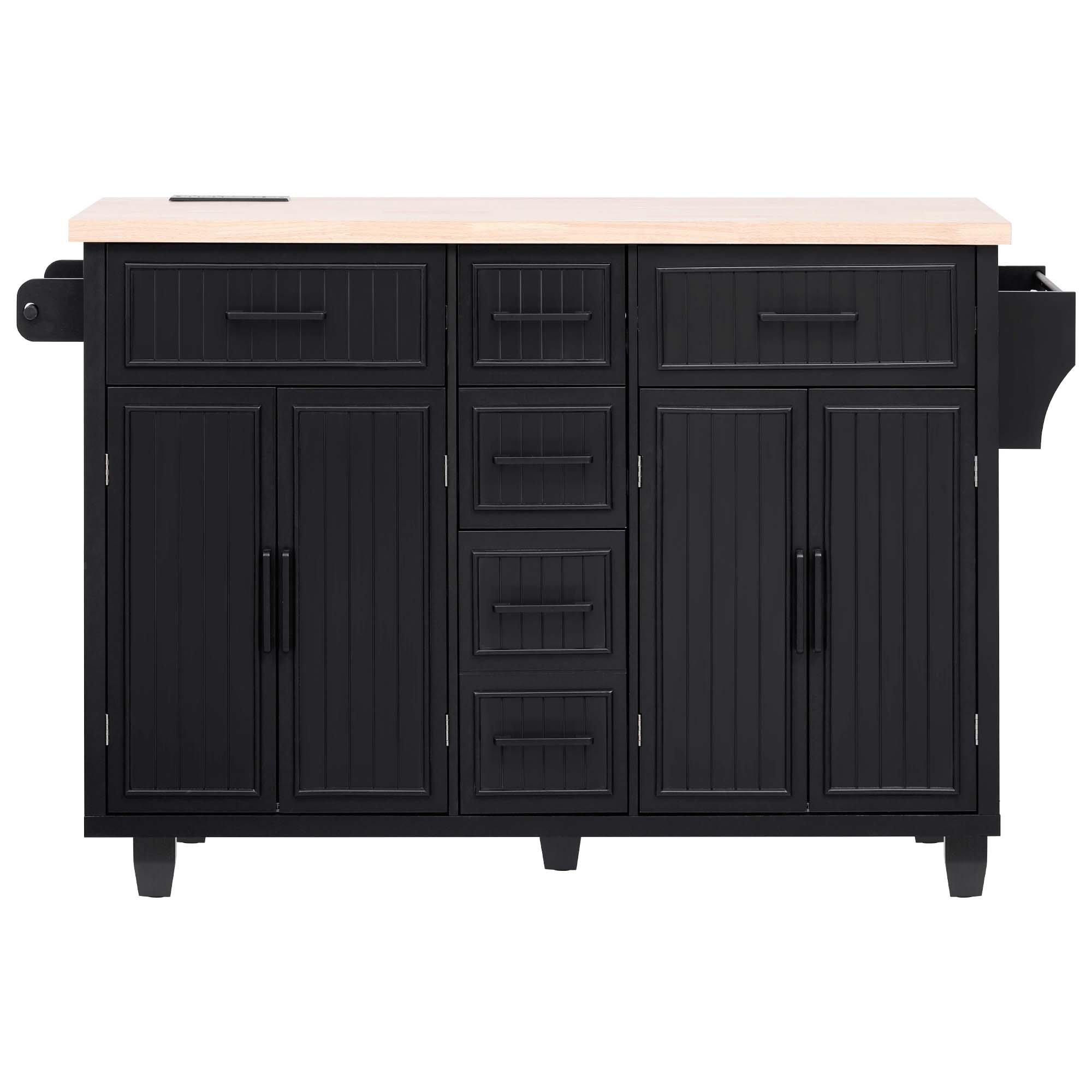 Ophelia & Co. 56.5'' Kitchen Island With Drop Leaf, Power Outlet ...