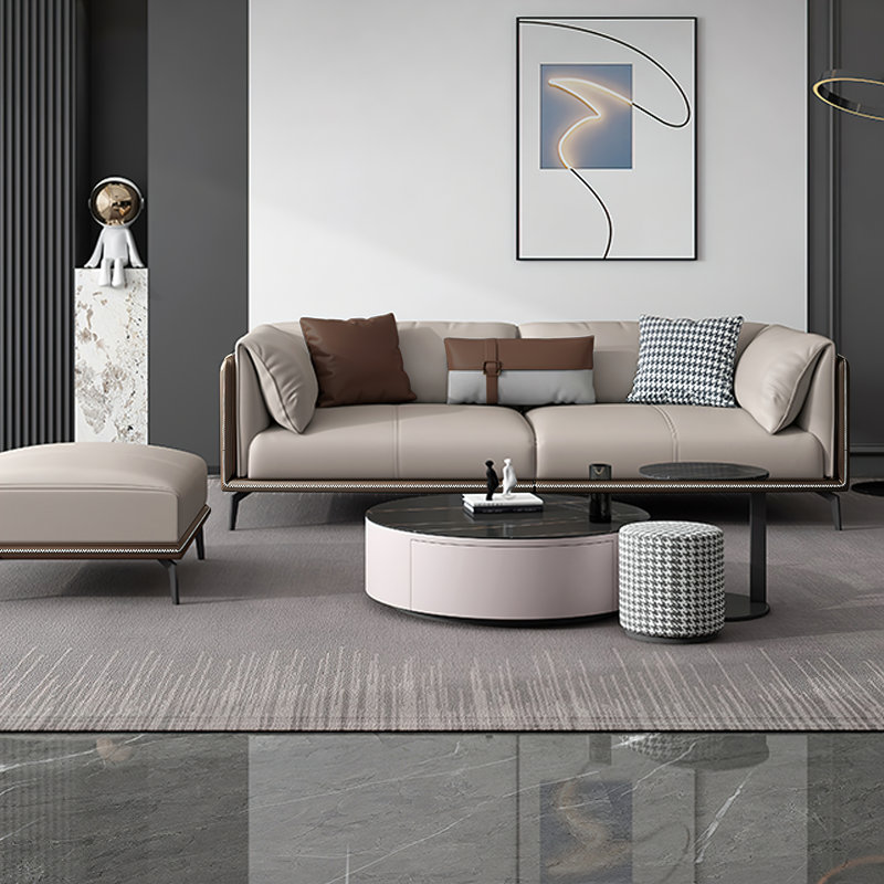 Wrought Studio Beniamino Nordic Luxury Simple Three Seat Faux Leather ...