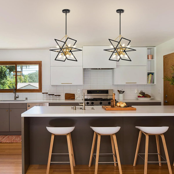 Mercer41 Modern Geometric Chandelier With Adjustable Height, 8-Light ...