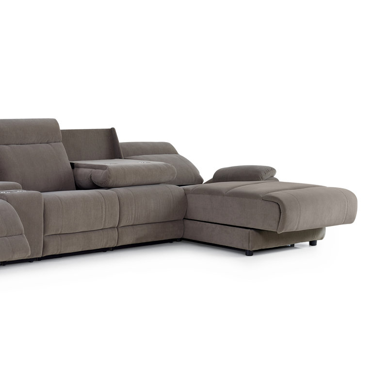 Latitude Run® 4 Person Power Reclining Chaise Sectional with Storage ...