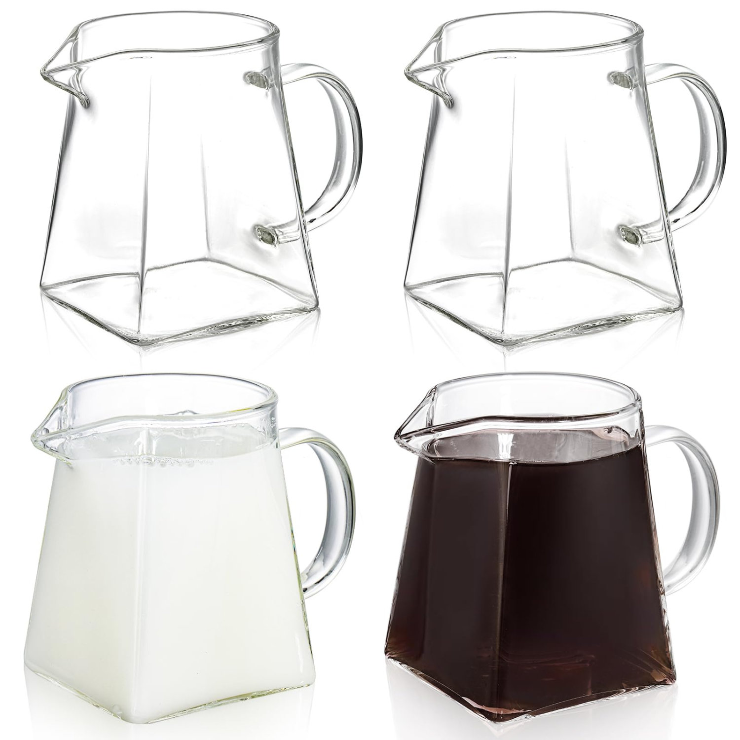 Latitude Run® 4 Pack Small Glass Pitcher, 12 Oz Clear Creamer Pitcher ...