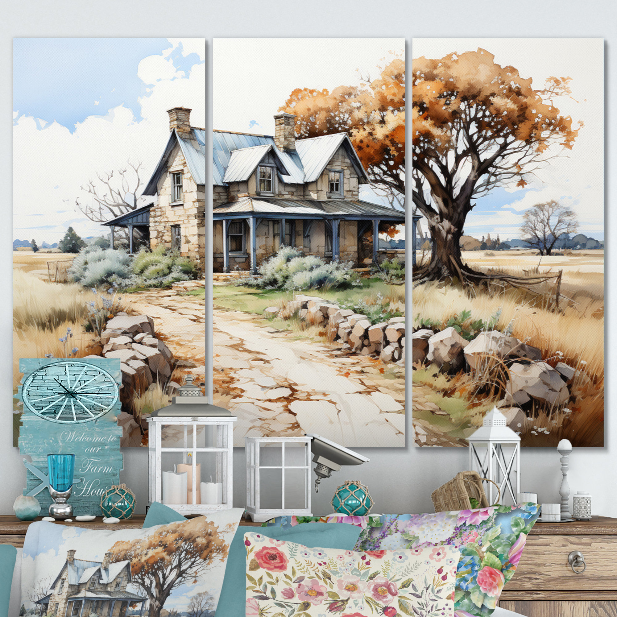 Winston Porter Farmhouse Patterns An II On Canvas 3 Pieces Print | Wayfair