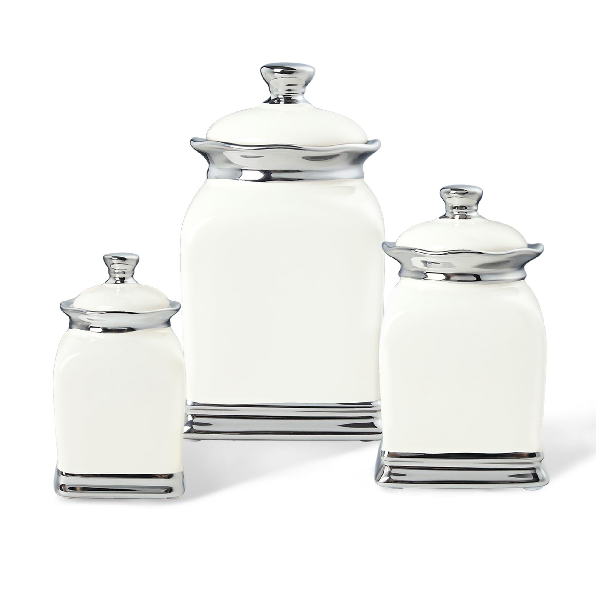 Red Barrel Studio® White Countertop Canisters Set Of 3 In 3 Sizes ...