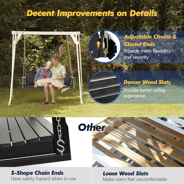 Lark Manor™ Arlena 2 Person Solid Wood Porch Swing & Reviews | Wayfair