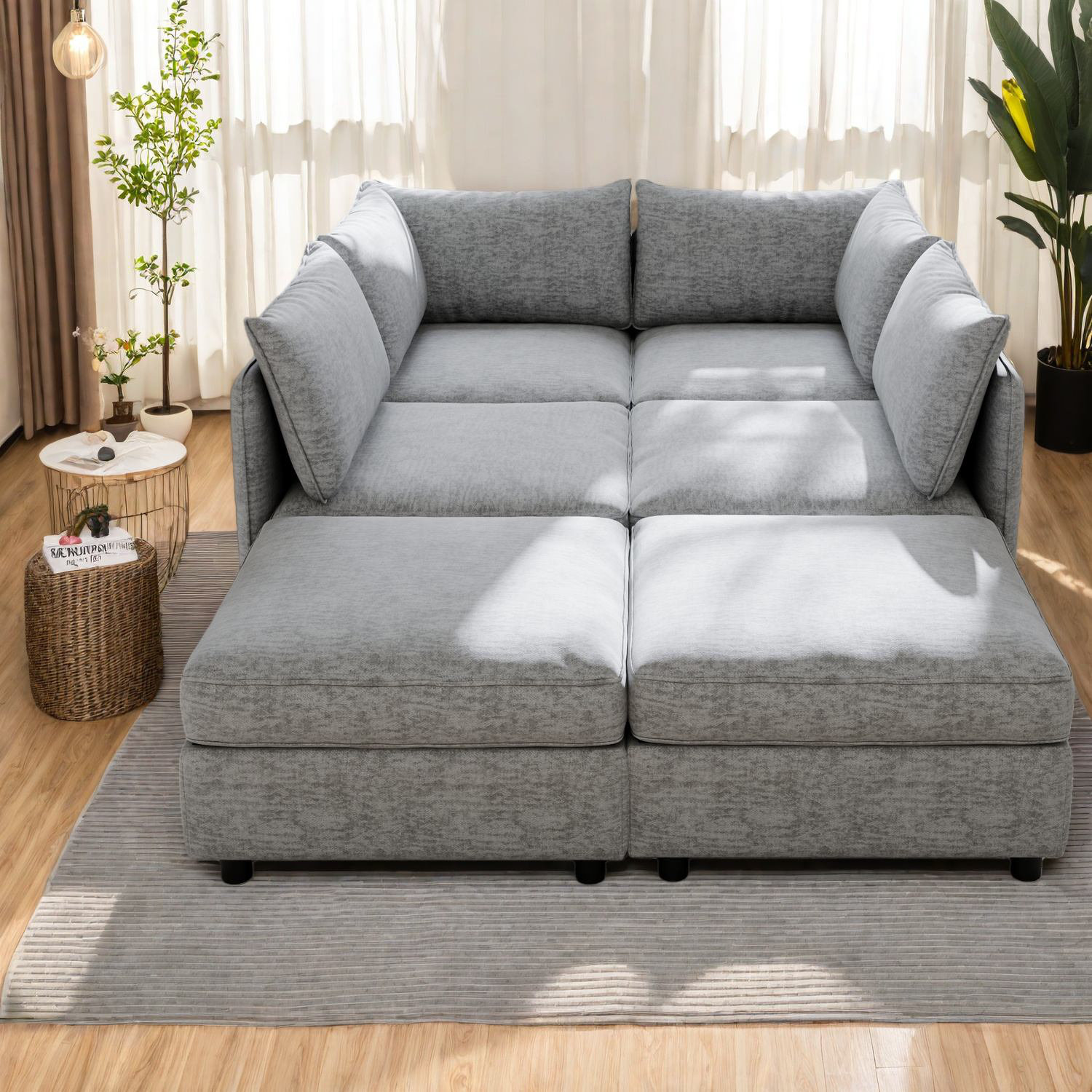 Latitude Run® Flexible Modular Sectionals, Grey Chenille Fabric With ...
