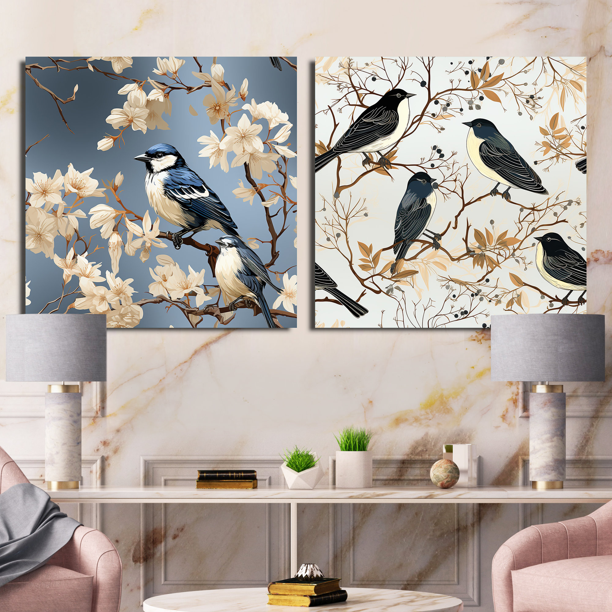 Winston Porter Bird Tapestry Symphony - Animals Bird Square Collage Set ...