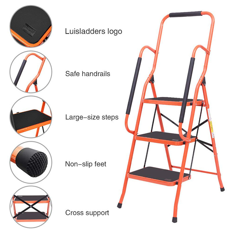 WFX Utility™ Modoc 3 - Step Steel Folding Step Ladder | Wayfair