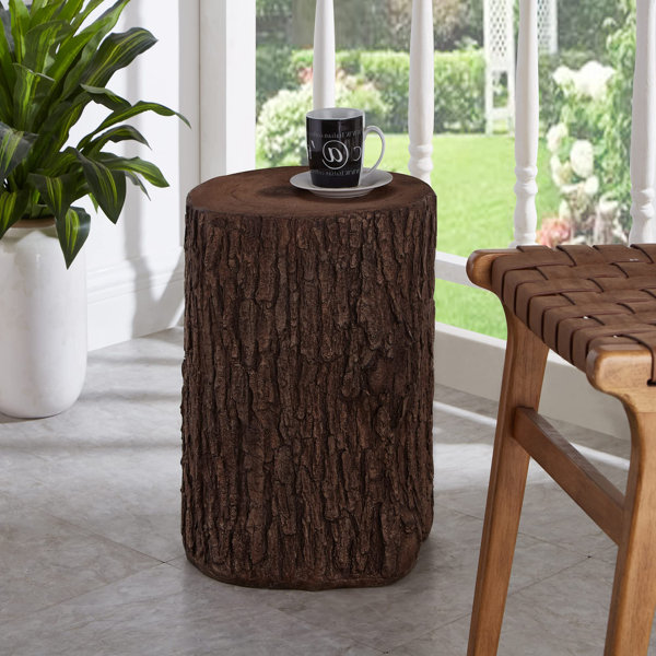 Gian Faux Wood Stump Stool Concrete End Table MgO Accent Side Table ...