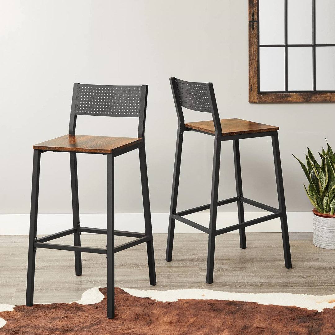 17 Stories Bar Stools, Set Of 2 Bar Chairs, Tall Bar Stools With ...
