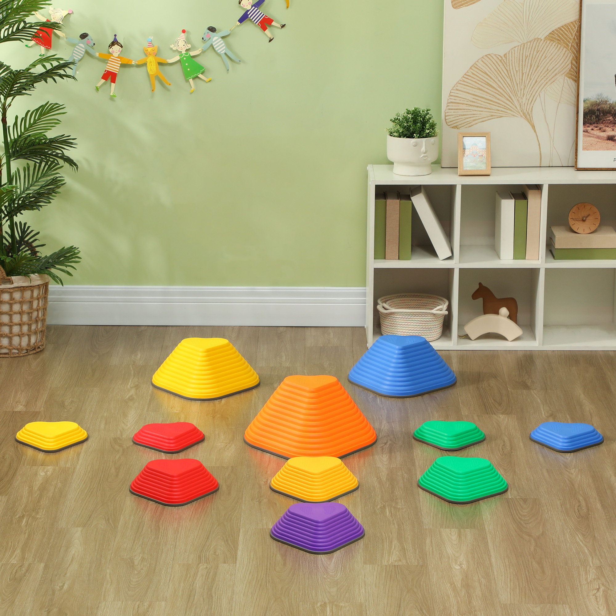 Qaba 11PCs Stepping Stones Kids, Non-Slip Stackable Balance Stepping ...