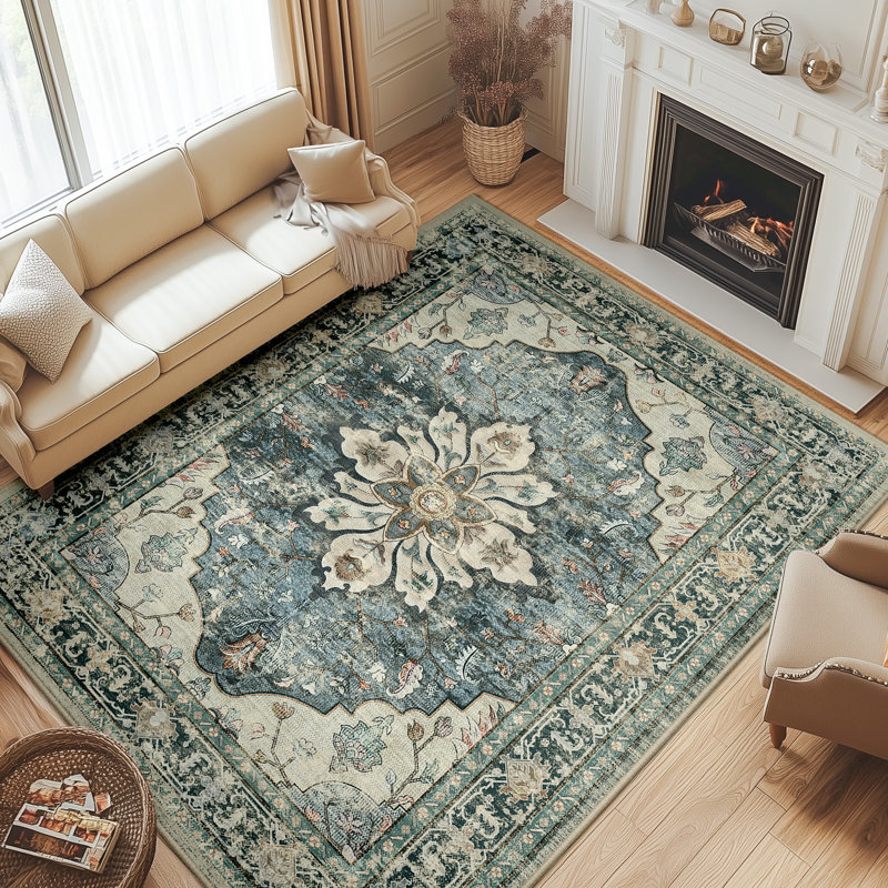 Bungalow Rose Sunflower Design Area Rugs Indoor Non-Slip Machine ...