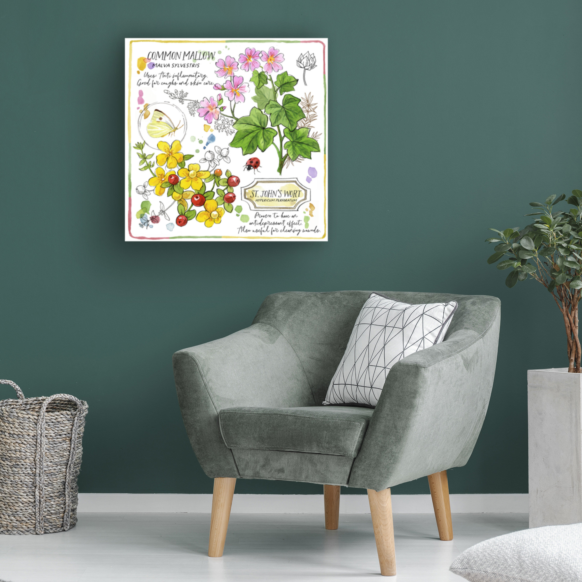 Rosalind Wheeler Jane Maday St. John's Wort And Mallow Canvas Wall Art ...