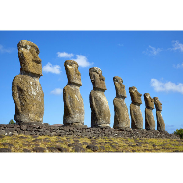 Ebern Designs Ahu Akivi Moai by Lisastrachan - Wrapped Canvas ...