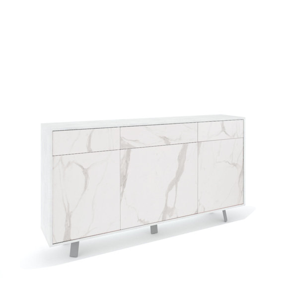 Metro Lane Sideboard 3 Doors + 3 Drawers Dairis White Stone | Wayfair.co.uk