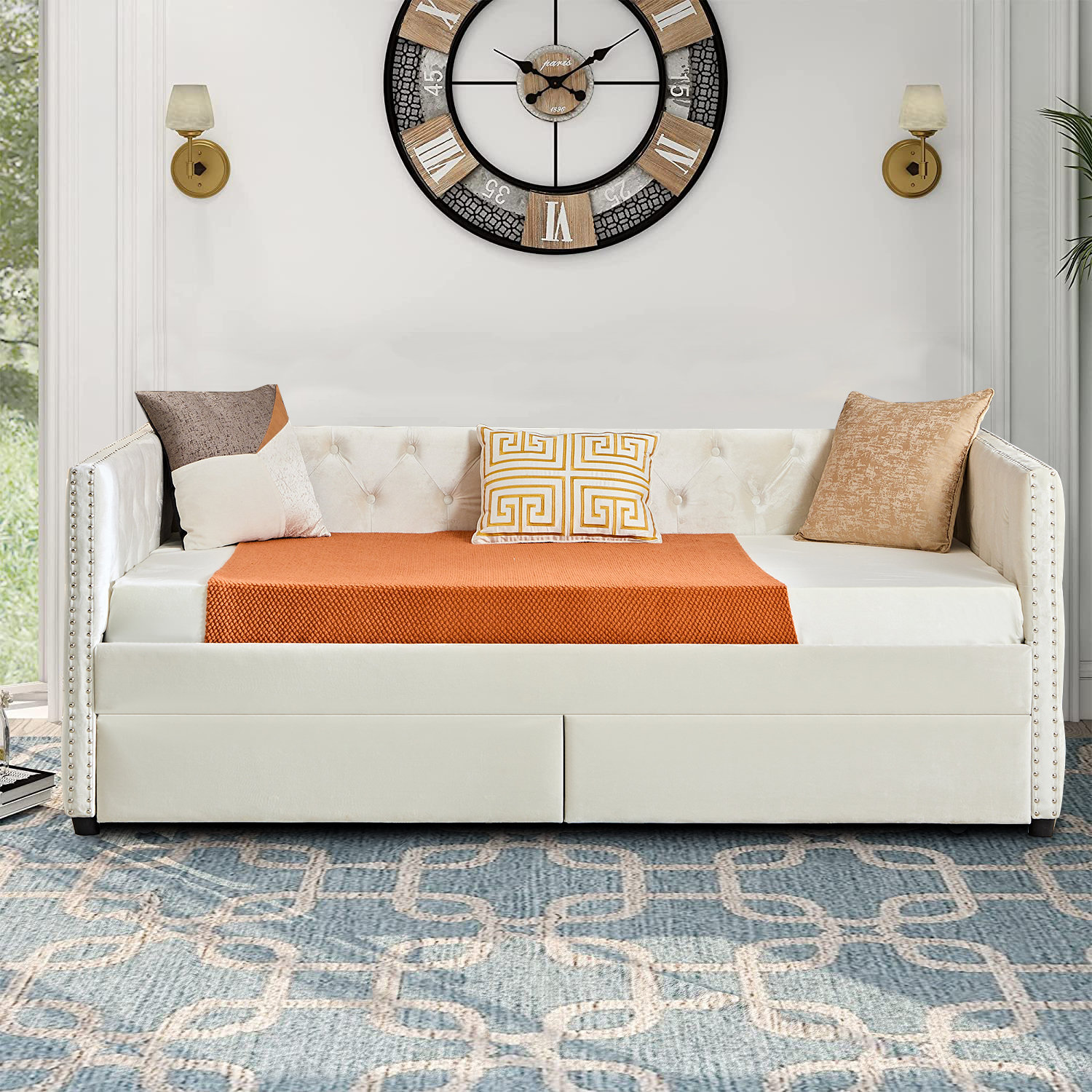 Wildon Home® Reggio Velvet Upholstered Storage Daybed with Tufted ...